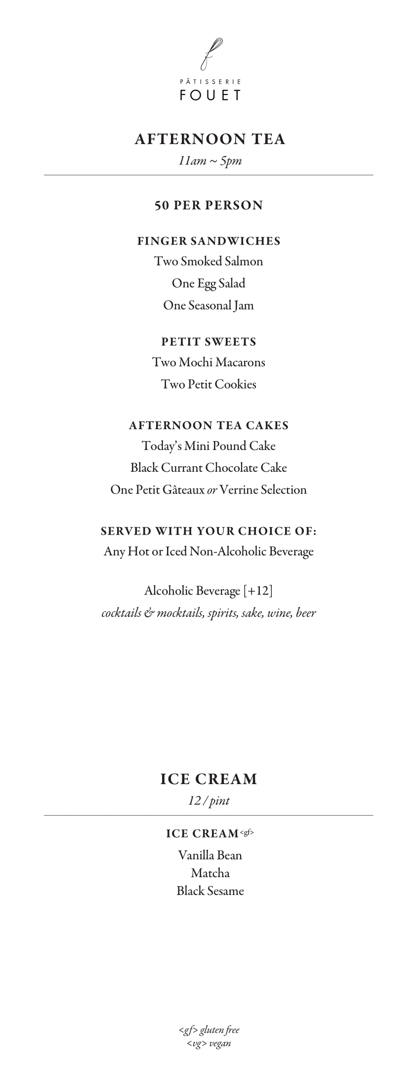 Patisserie Fouet - Menu